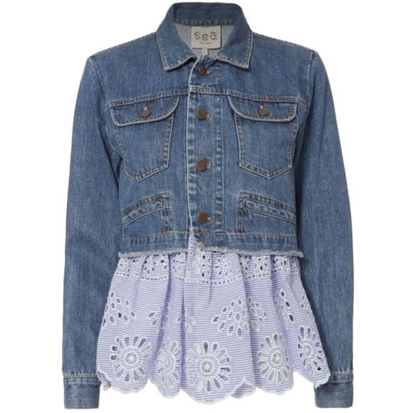 Sea New York | Jackets & Coats | Sea New York Denim Eyelet Trim Jacket ...